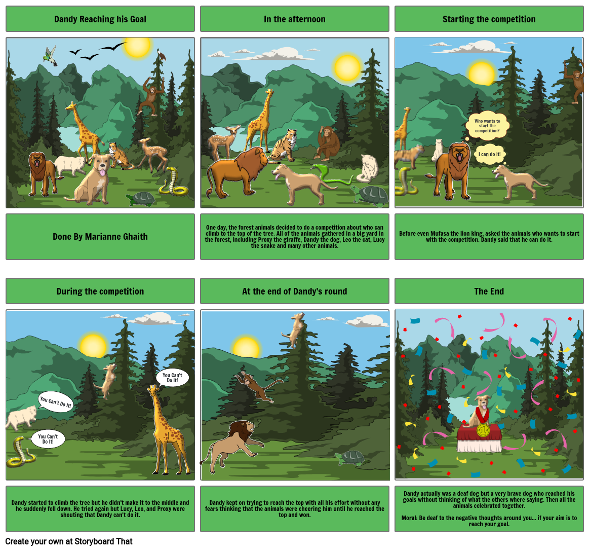 Dandy Reaching his Goal - Marianne Ghaith Storyboard