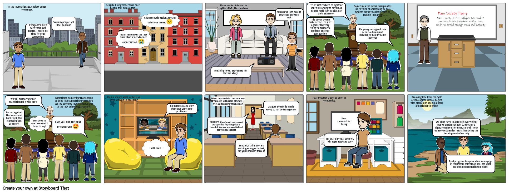 Mass Society Theory Storyboard por 020c1b49