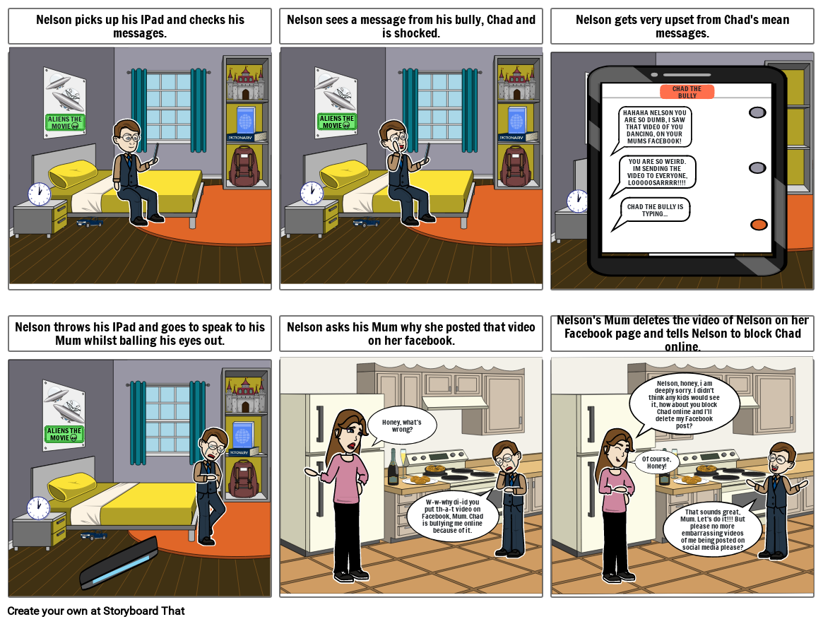 Cyberbullying Nelson Part 1 Storyboard by 05a764f4