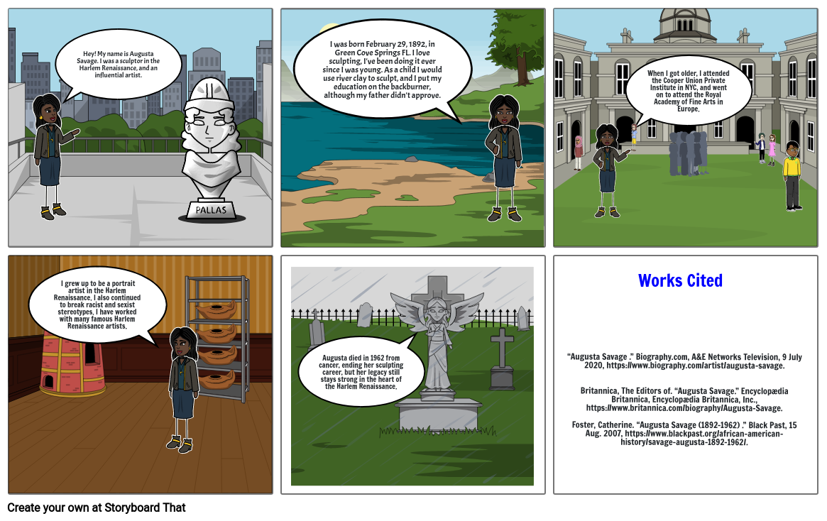 Augusta Savage Black History Month Showcase Storyboard