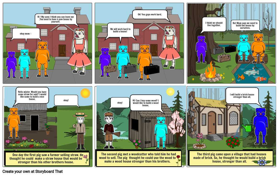three little pig Storyboard par 0badf884