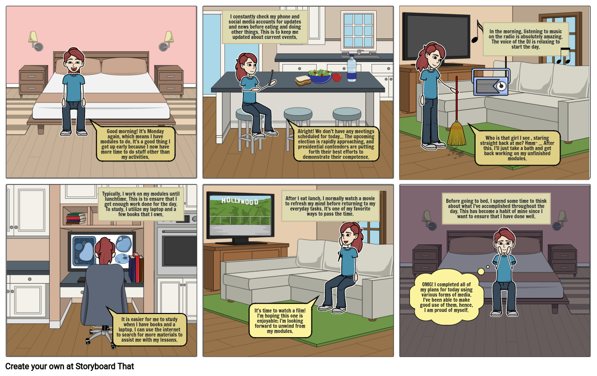 A PRODUCTIVE DAY WITH MEDIA AND INFORMATION Storyboard