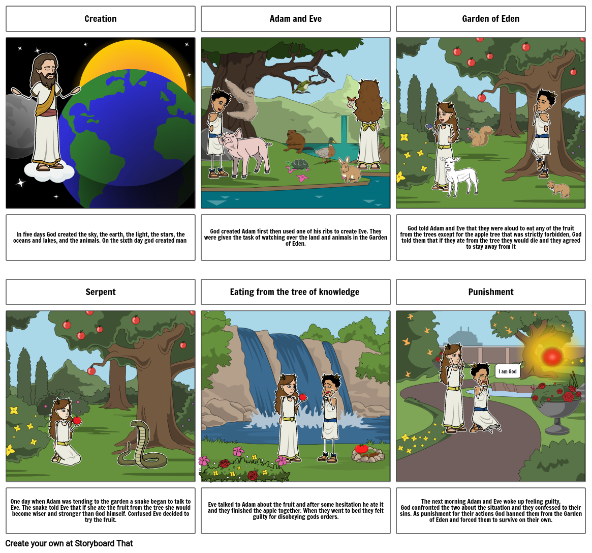 Creation Story Assignment (religion) Storyboard