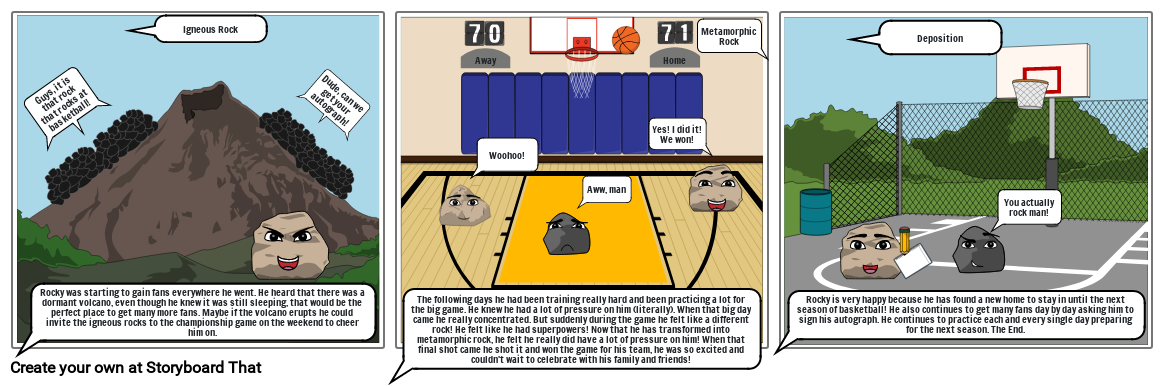 Rocky continues his basketball journey Storyboard