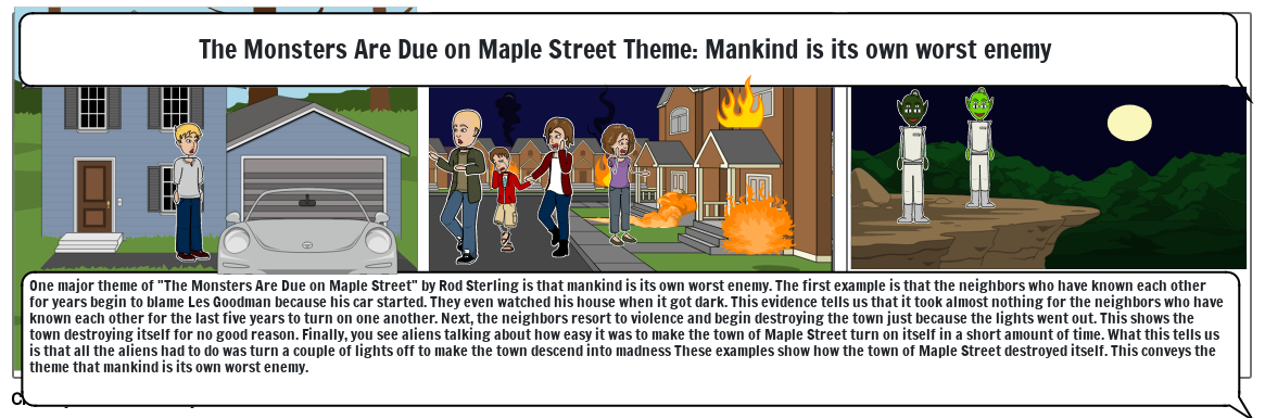 The Monsters Are Due on Maple Street Theme Storyboard