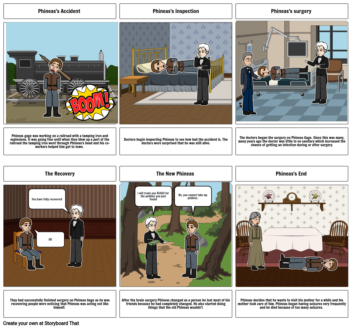 Phineas Gage's Story Storyboard by 1281f1bb