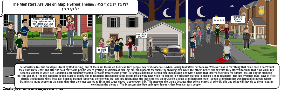 The Monsters Are Due on Maple Street Theme Storyboard