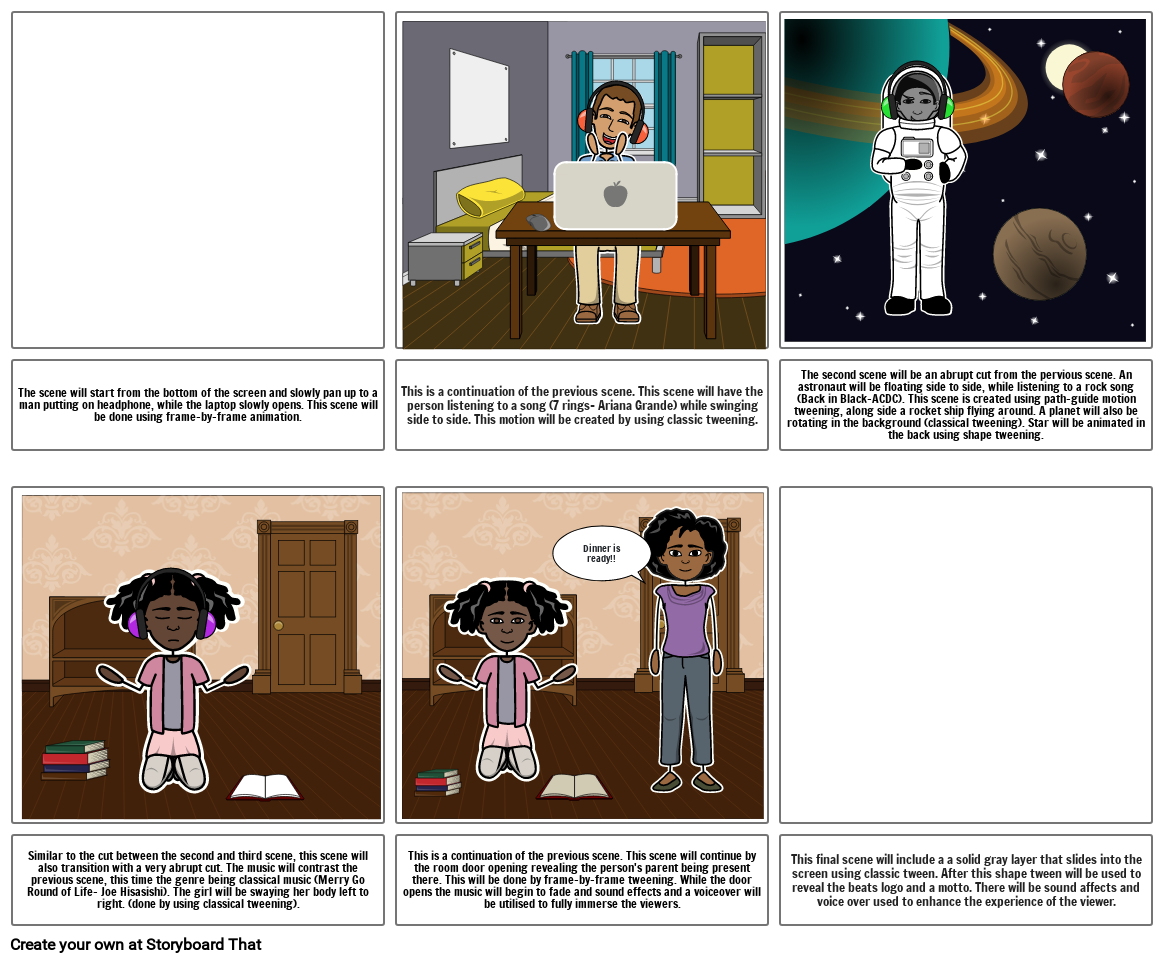 Headphones animation Storyboard por 16973e72