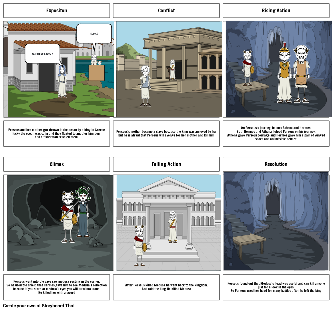 Medusa and Perseus Storyboard by 186fbd82
