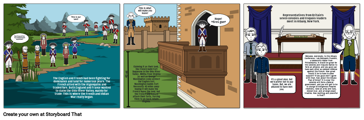 The French and Indian War Comic Assignment Storyboard