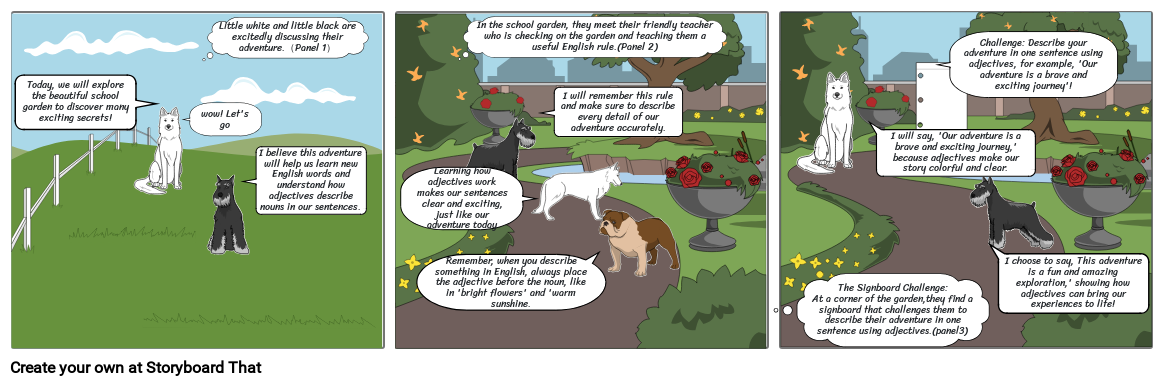 Little White and Black's Garden Adventure Storyboard