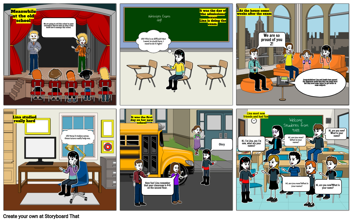 Formative Comic a change from school part 2 Storyboard