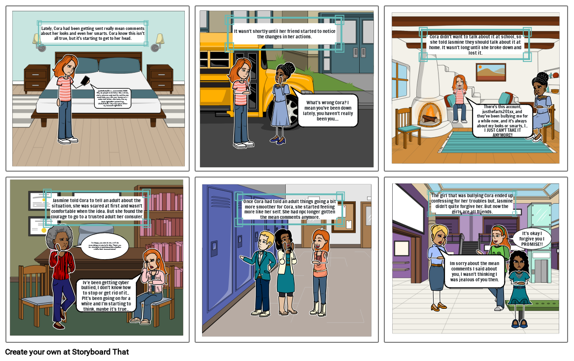 Cyber bullying Storyboard by 1c9bfda2