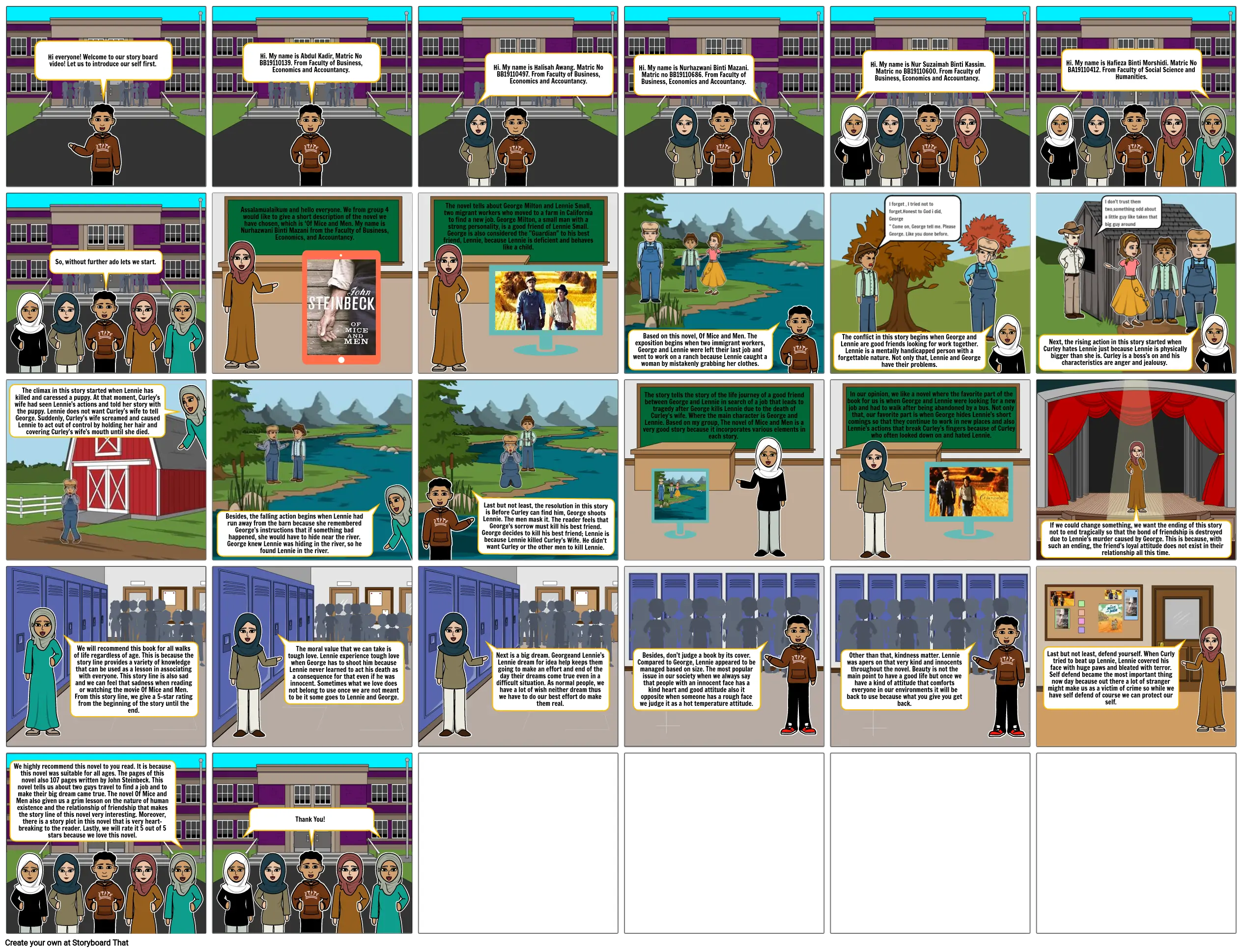 Story Board of mice and men Storyboard by 1cc1d027