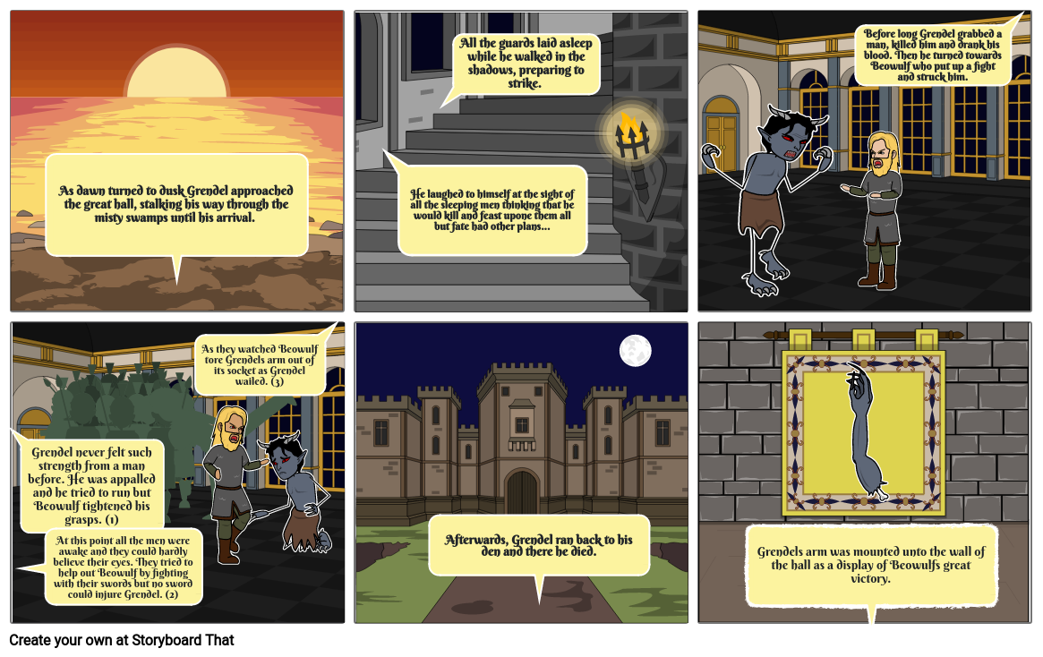Beowulf vs Grendel Storyboard by 1eb974ba