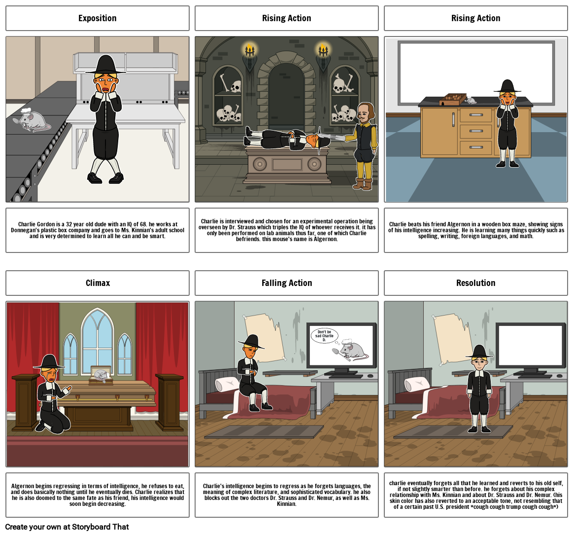 Flowers For Algernon thing Storyboard por 1evbeck