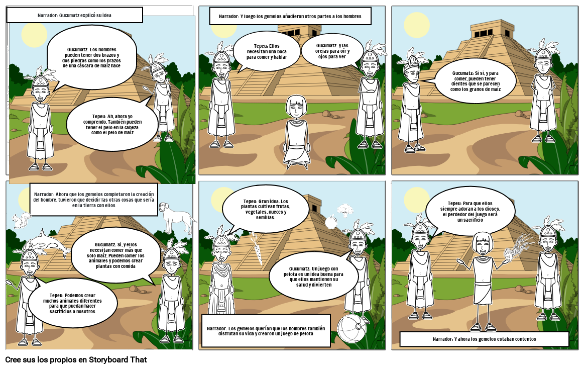 Historieta de un fragmento del popol vuh Storyboard