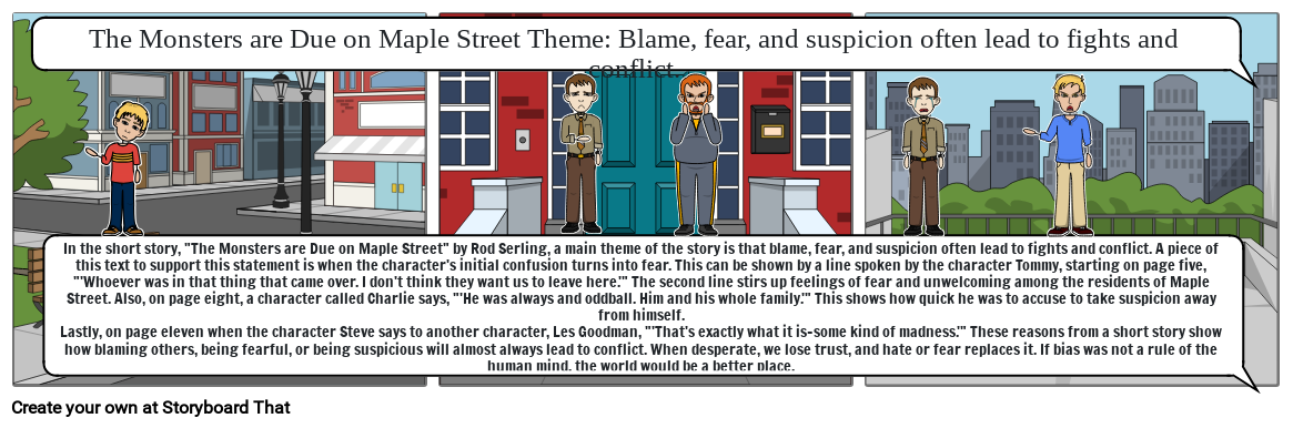 The Monsters are due on Maple Street theme Storyboard