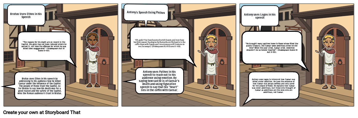 Caesar's death Speeches-Logos, Ethos,Pathos Storyboard