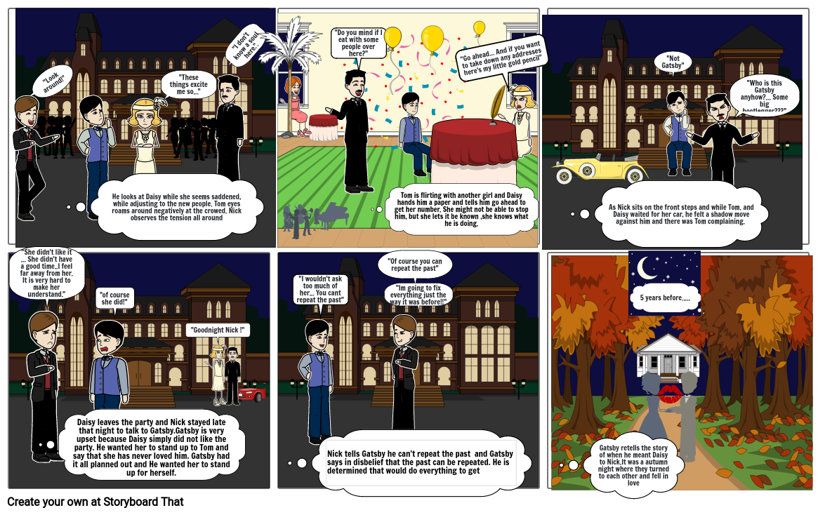 The Great Gatsby Chapter 6 StoryBoard Storyboard