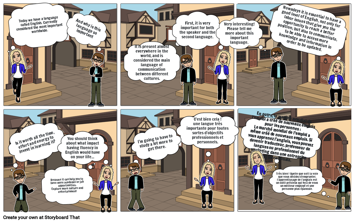 Comic to encourage to practice english Storyboard