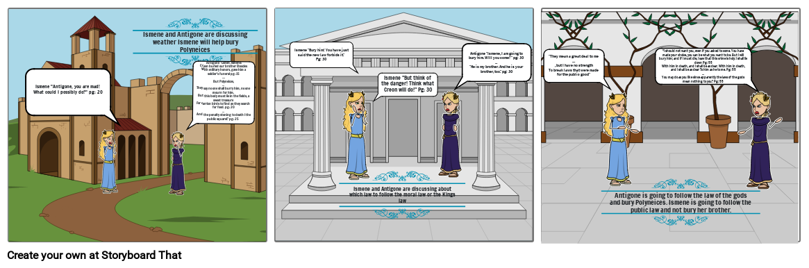 Ismene and Antigone's Conversation. Storyboard