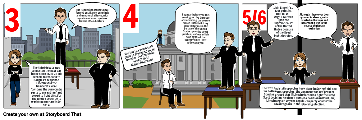 Pages 4-6 of Lincoln-Douglas Debates Storyboard