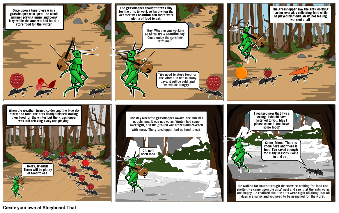The Ant and the Grasshopper Storyboard by 273f6534