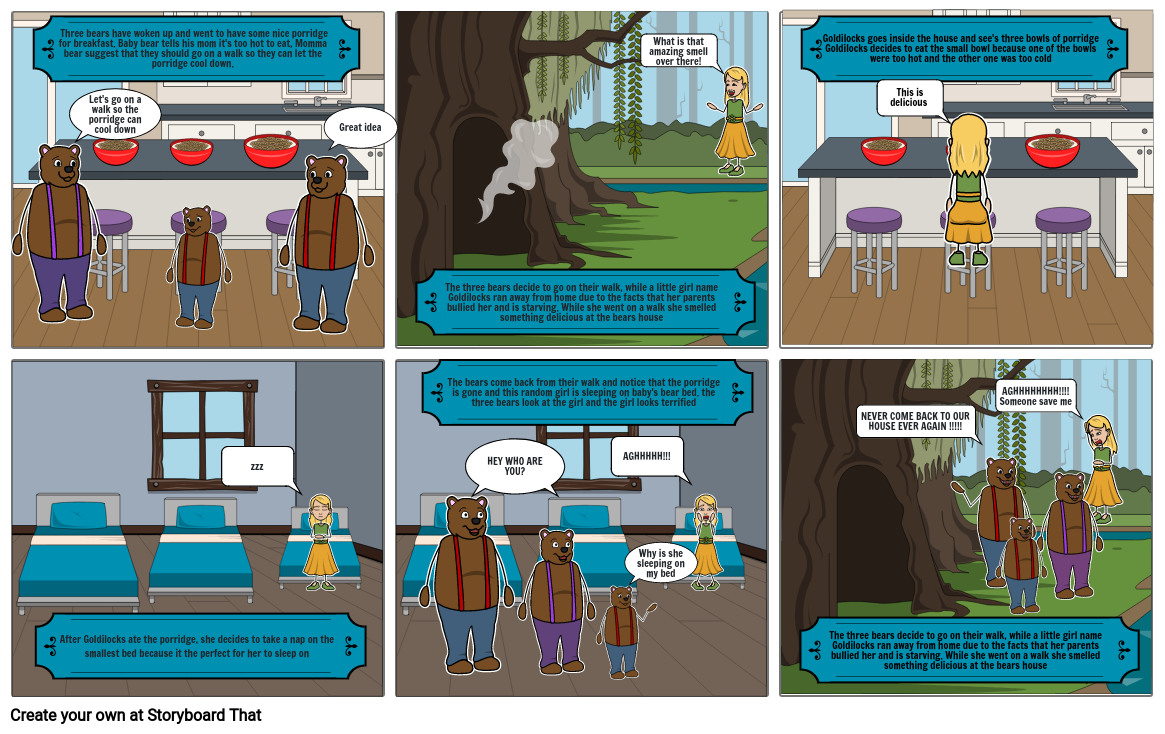 goldilocks and three bears Storyboard by 277b768e