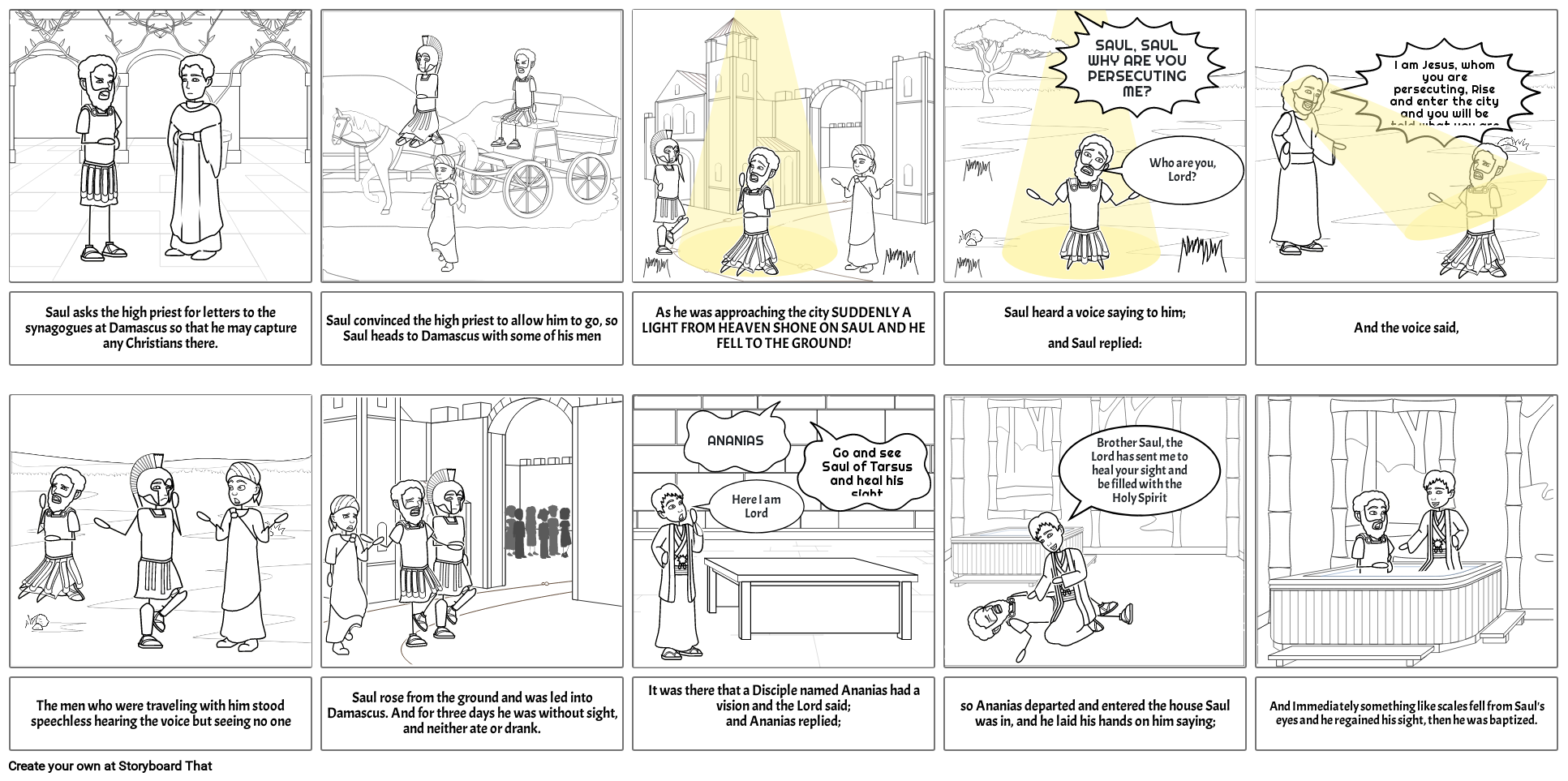 Acts 9:1-19 The Conversion of Saul Storyboard by 27f247f3