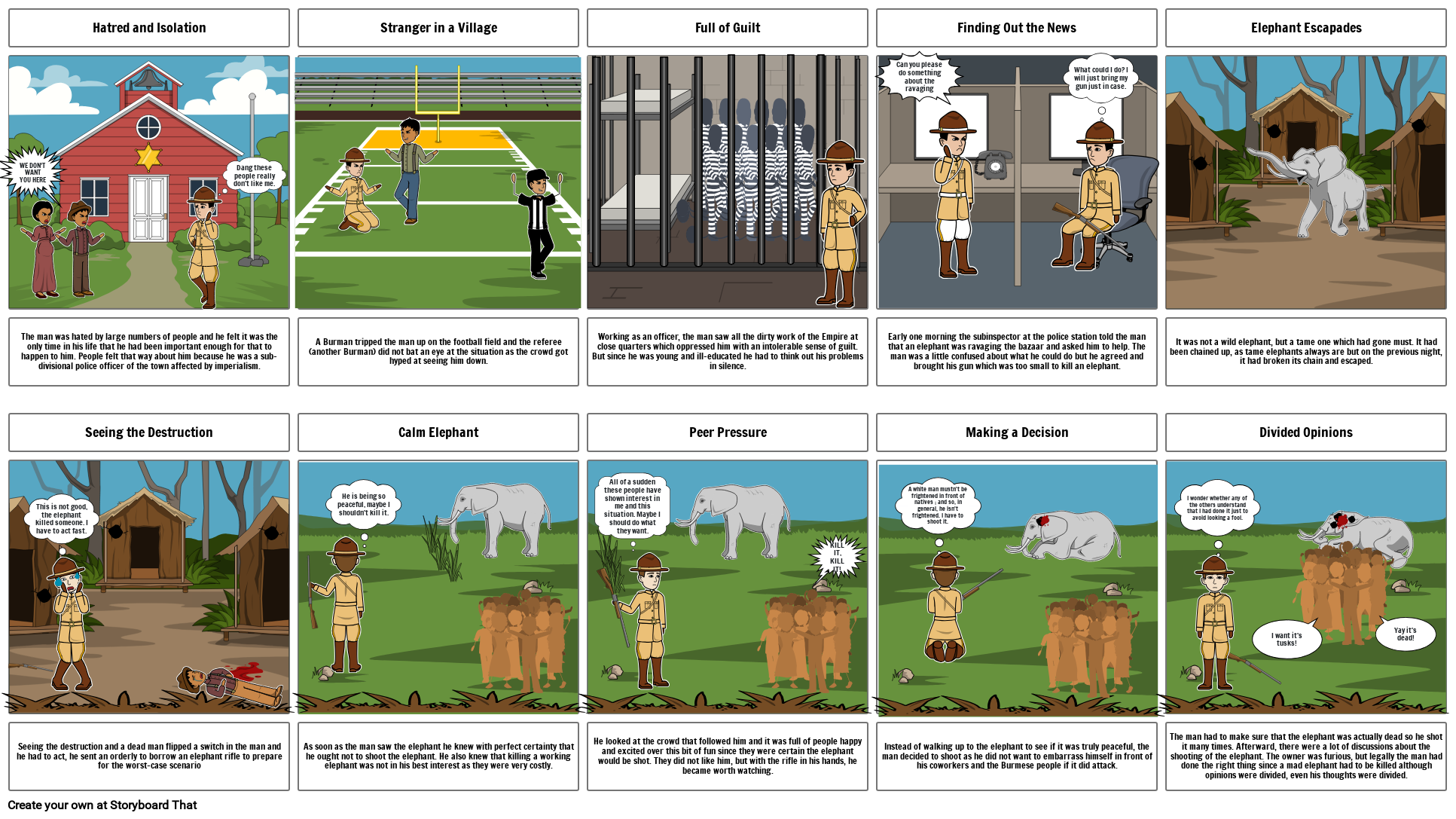 "Shooting An Elephant" Comic Strip Storyboard por 28be310c