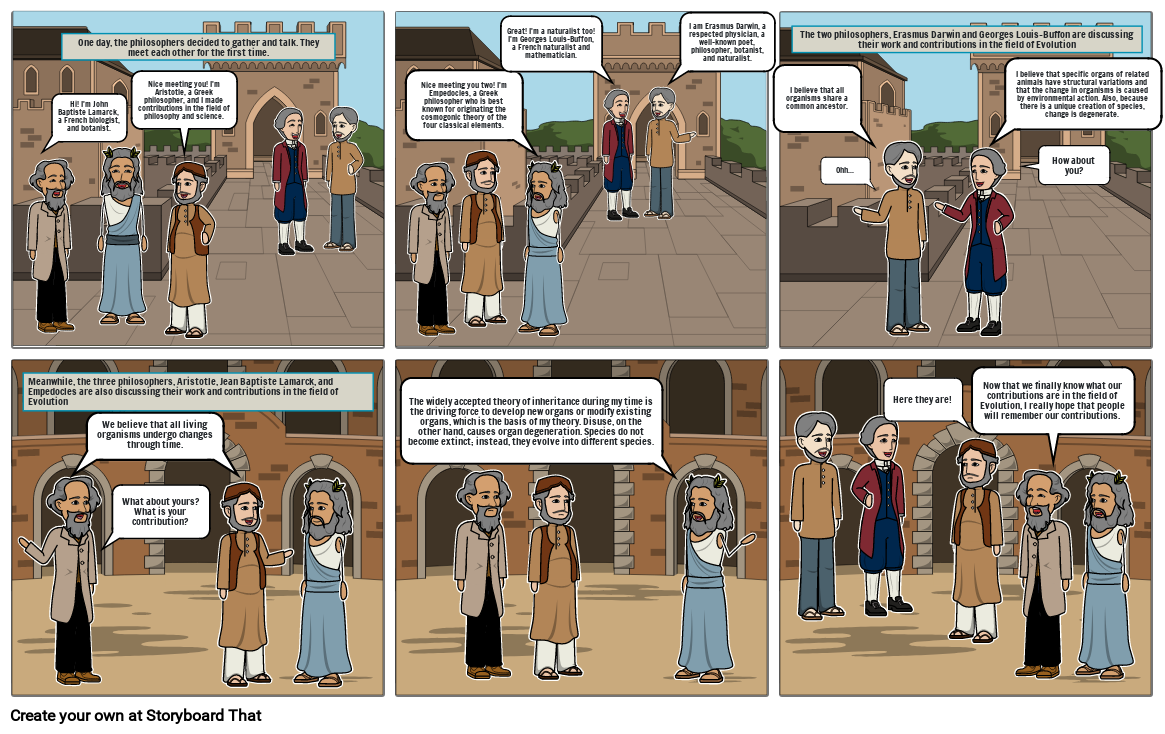 Contributions in the Field of Evolution Storyboard