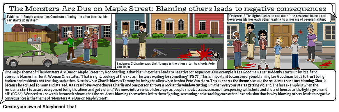 The Monsters Are Due on Maple Street Theme Storyboard