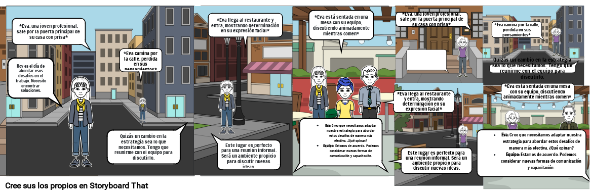 Un storyboard donde se manifiesten acciones/tareas para enfrentar los desaf