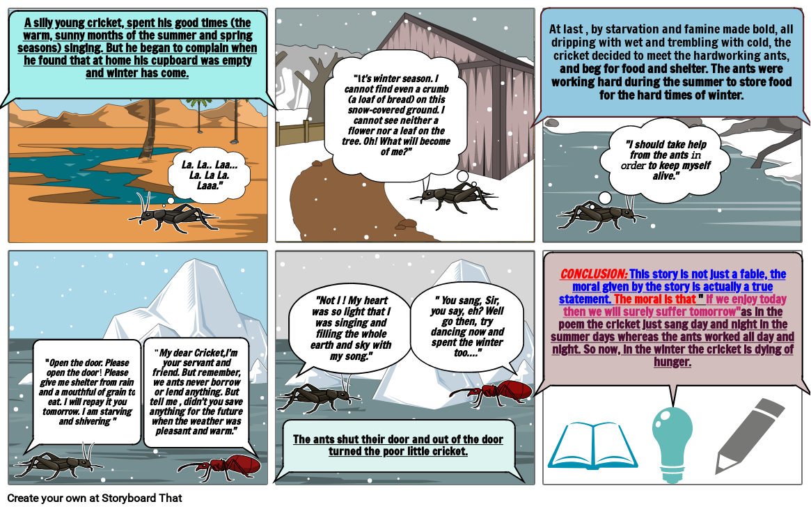 the ant and cricket comic Storyboard by 316d0fa3