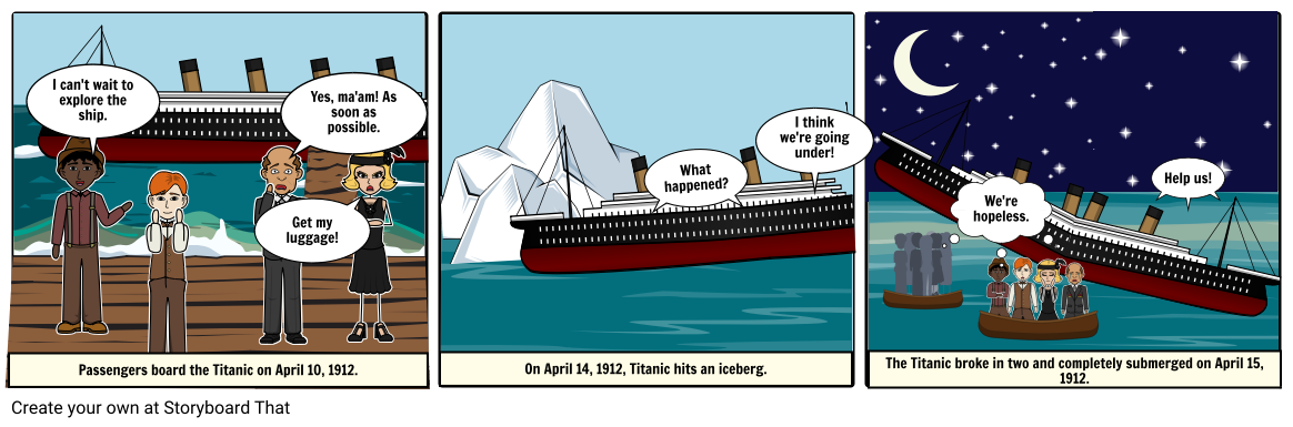 Titanic Comic Strip Storyboard by 32c77e9e52975