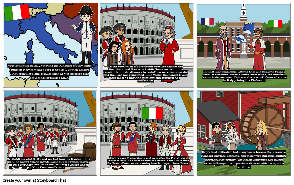 Untification of italy graphic novel Storyboard