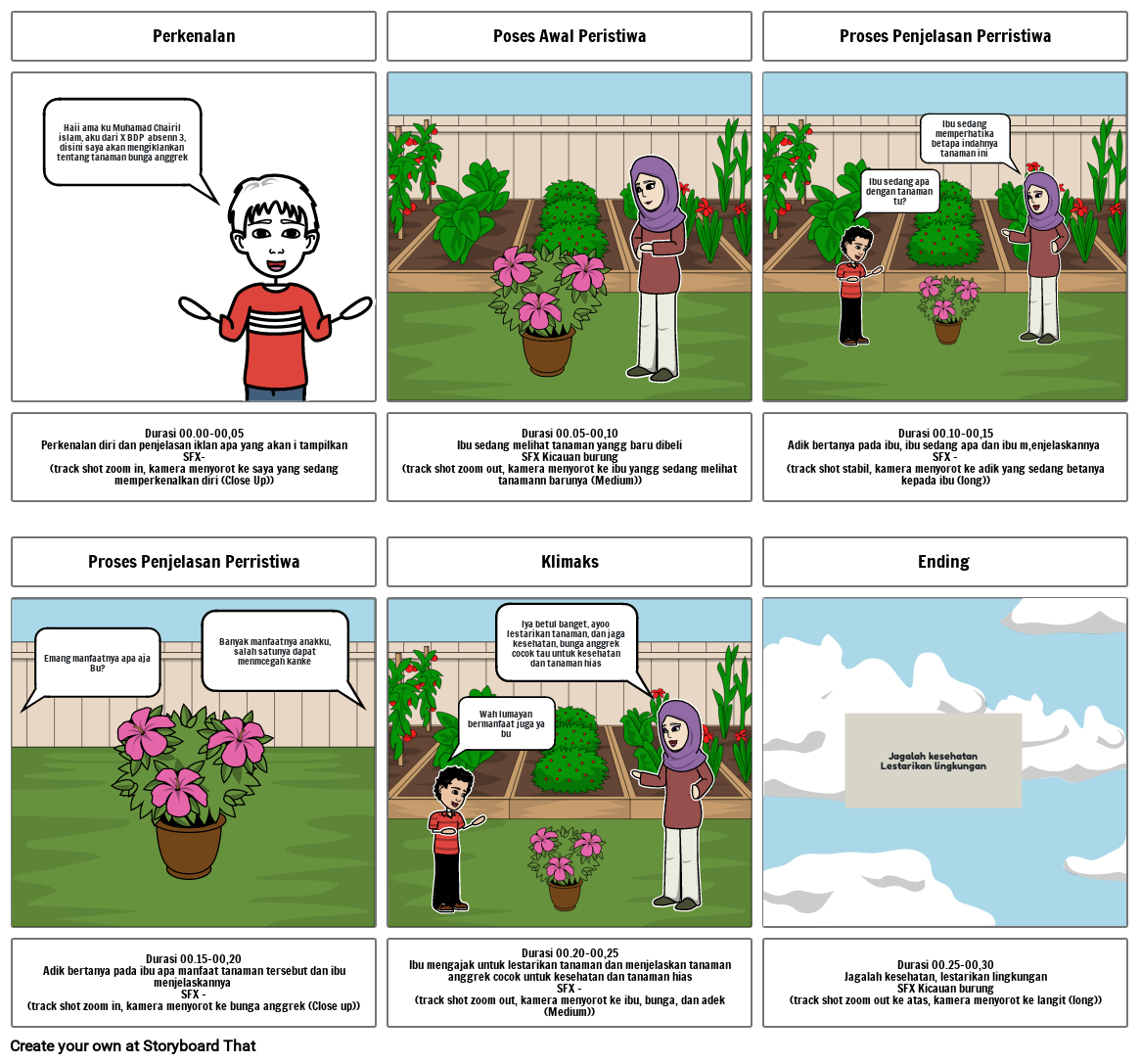 Story board Iklan tanaman anggrek Storyboard by 34918abc