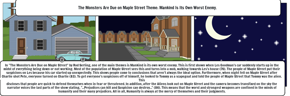 The Monsters Are Due on Maple Street Theme Storyboard