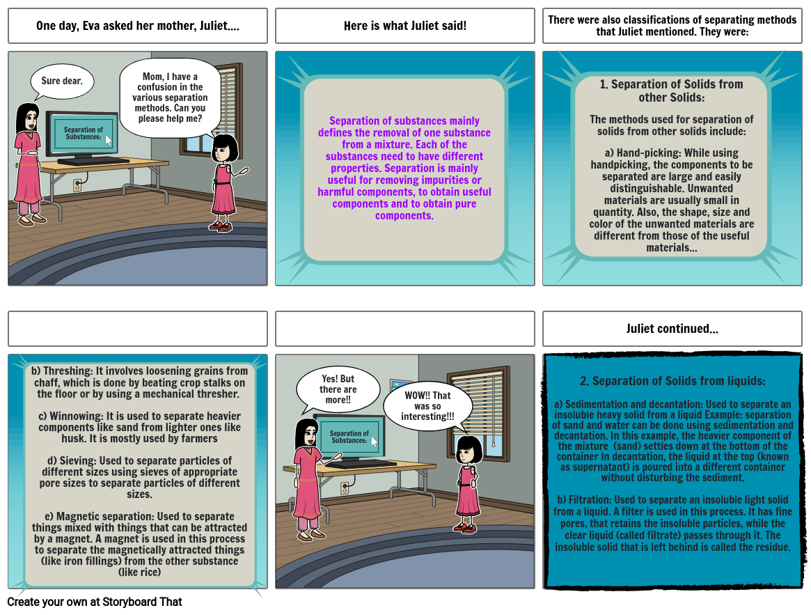 Separation of Substances Comic Strip (1) Storyboard