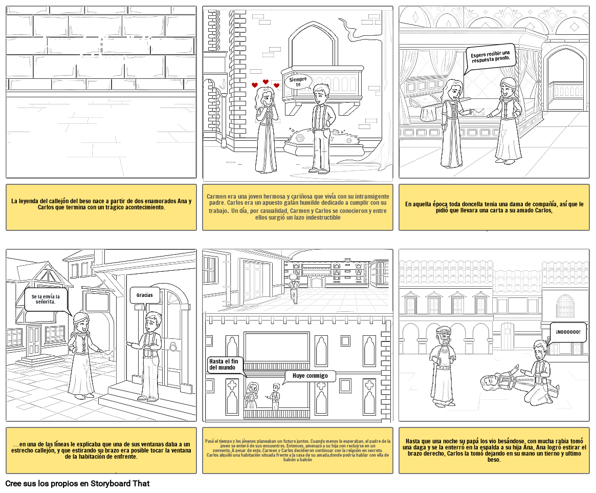 El callejón del beso (Para colorear) Storyboard