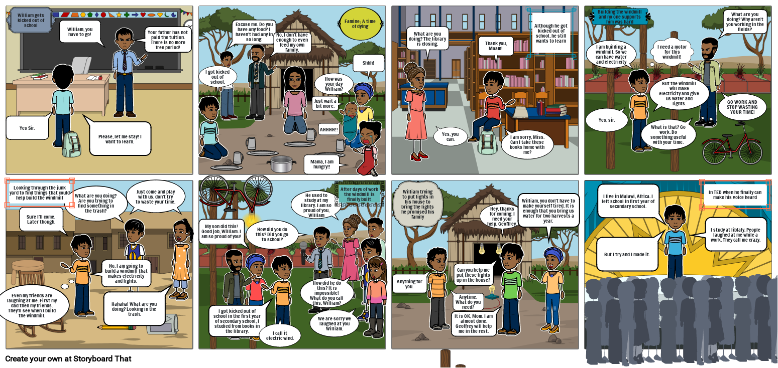 William: Comic Strip By: Hana Abdelhafez 7B Storyboard