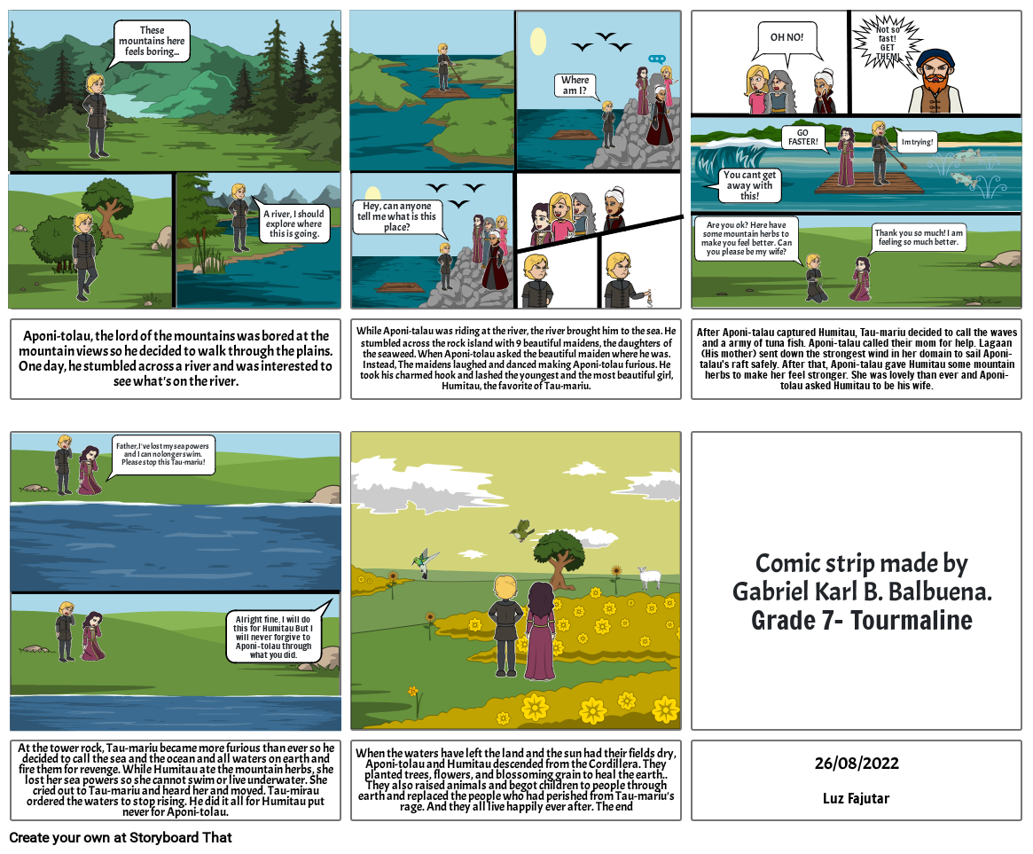 The Great Flood: Humitau restores the world. Storyboard