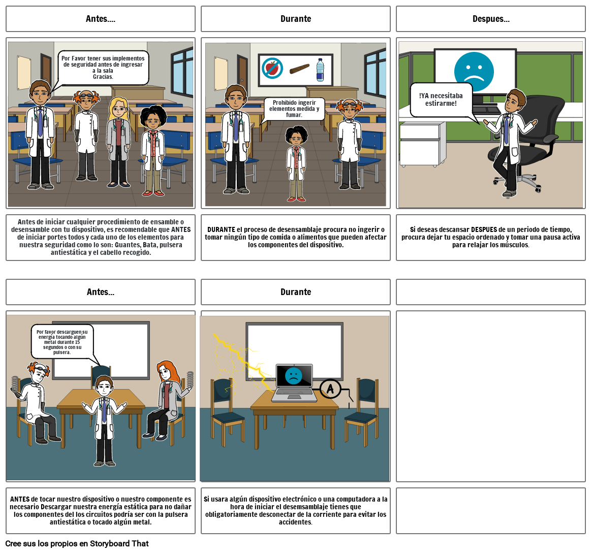Normas de seguridad ensamlaje y desensamble Storyboard