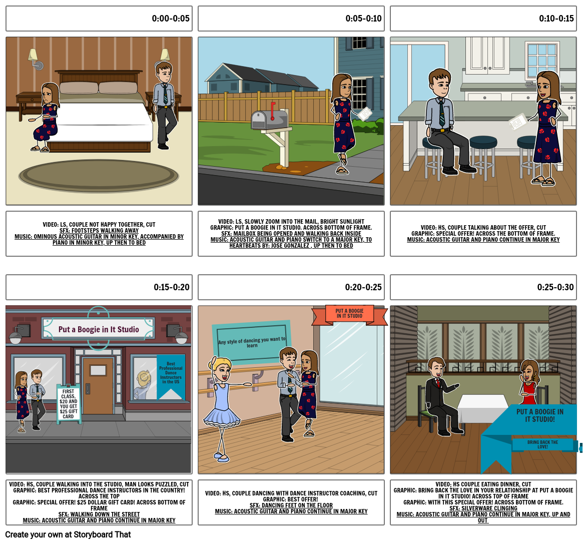 Dance Studio Storyboard por 3b60e532