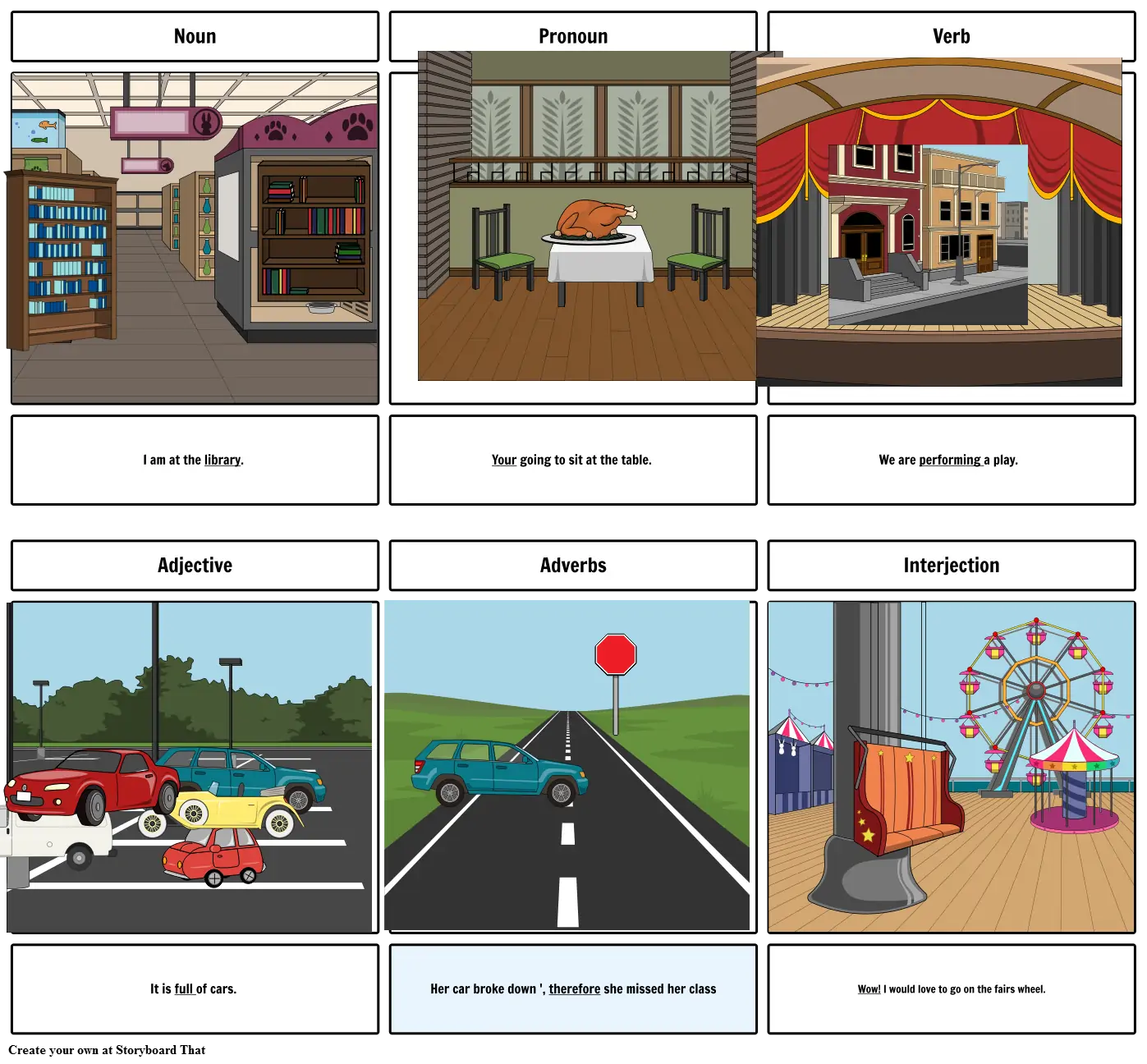 8 parts of speech Storyboard by 3d7dbd0d