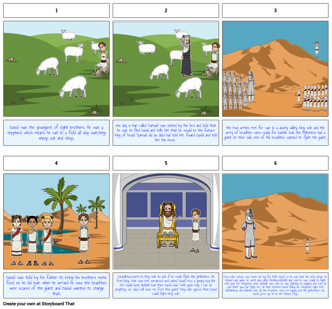 David And Goliath Story Board