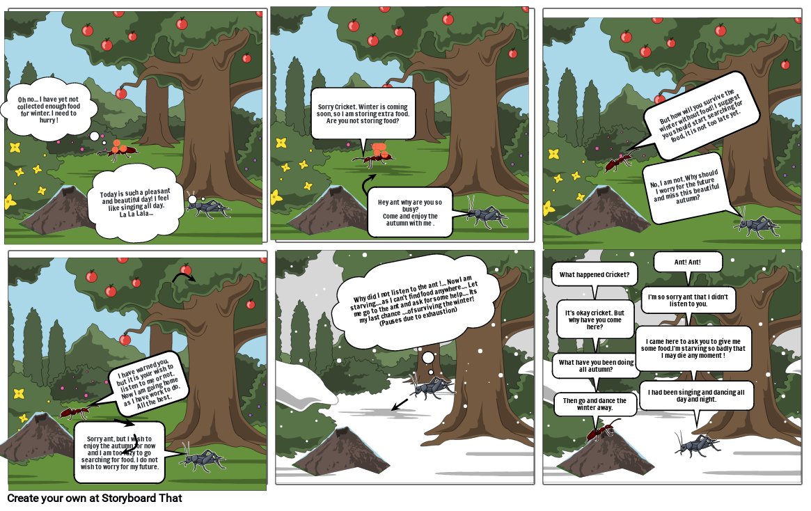 THE ANT ANT CRICKET Storyboard par 3f15e40e