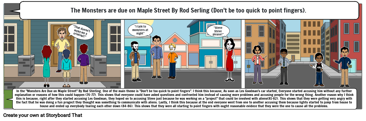 The Monsters Are Due on Maple Street Theme Storyboard