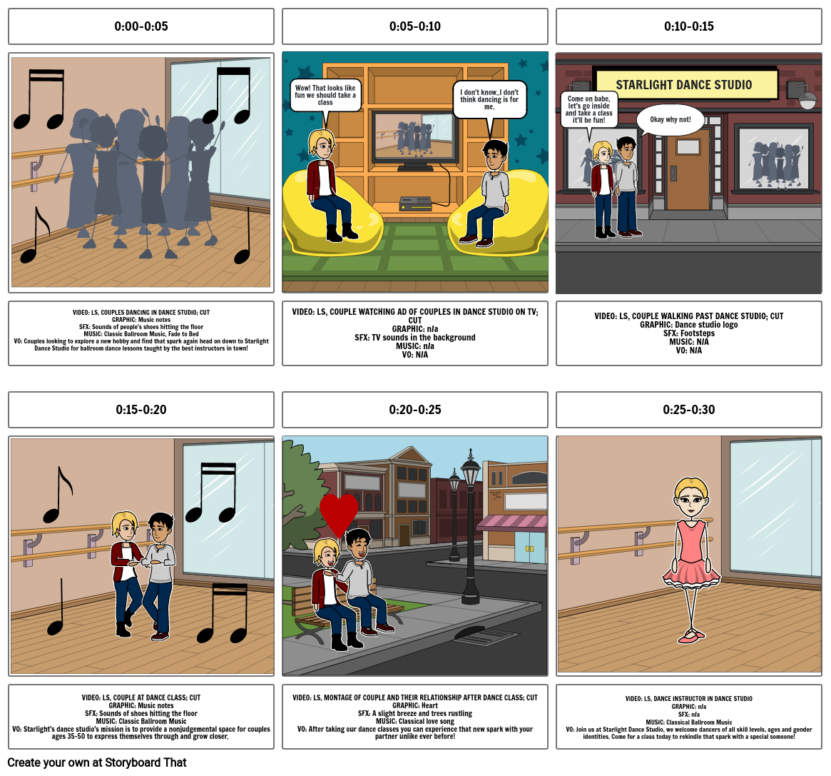 Dance Studio TV Spot Storyboard por 4096191b